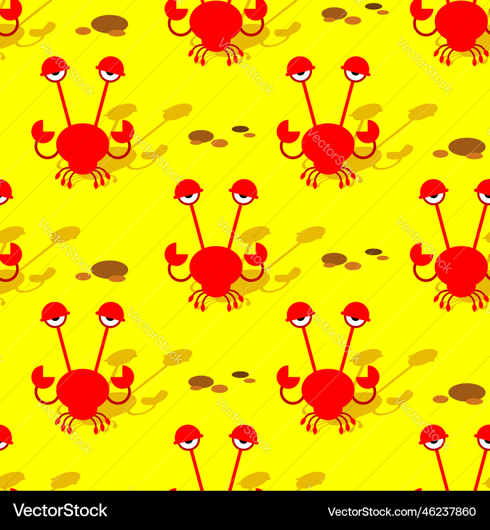 Crab cartoon pattern seamless sea crayfish Vector Image