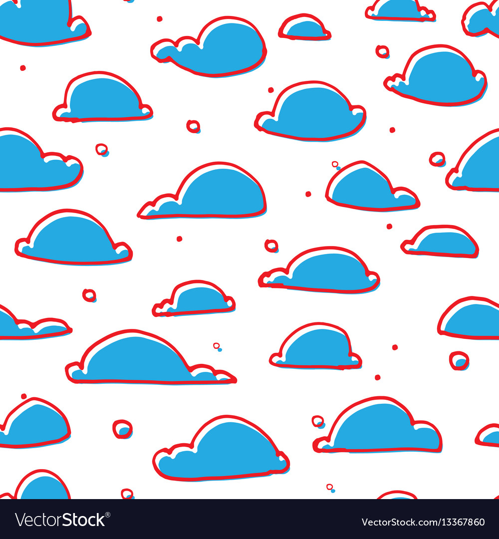 Cute clouds seamless pattern Royalty Free Vector Image