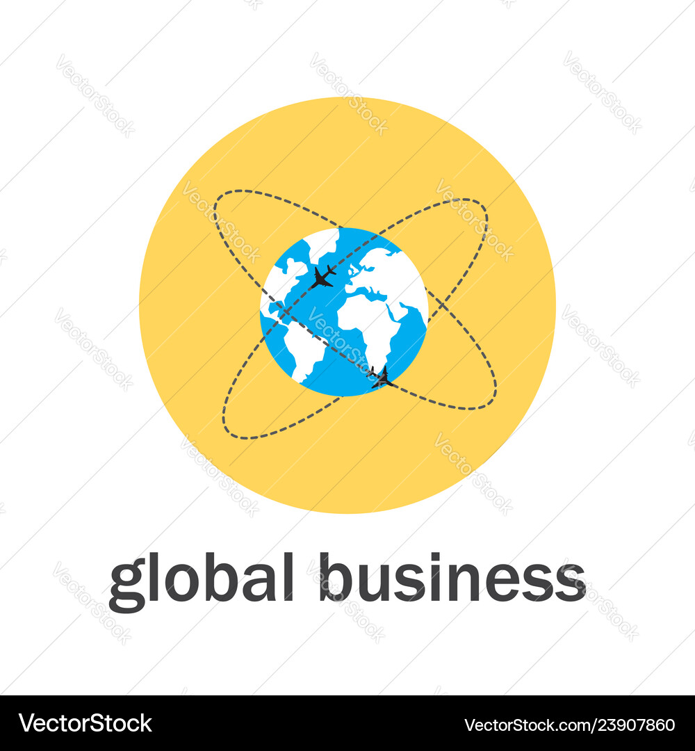Global business icon flat style Royalty Free Vector Image