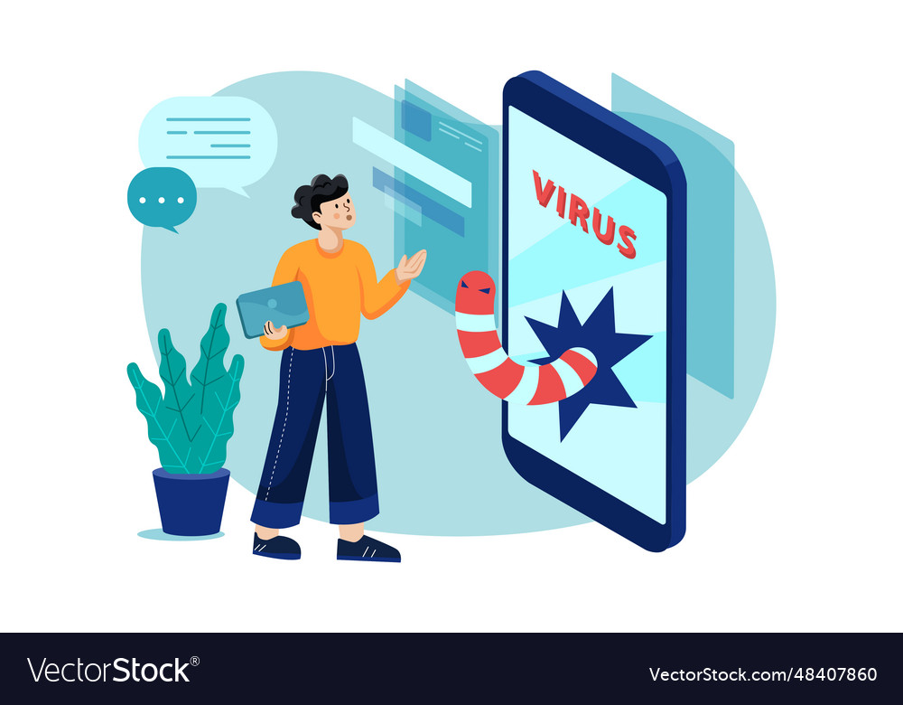 Internet worm attack Royalty Free Vector Image