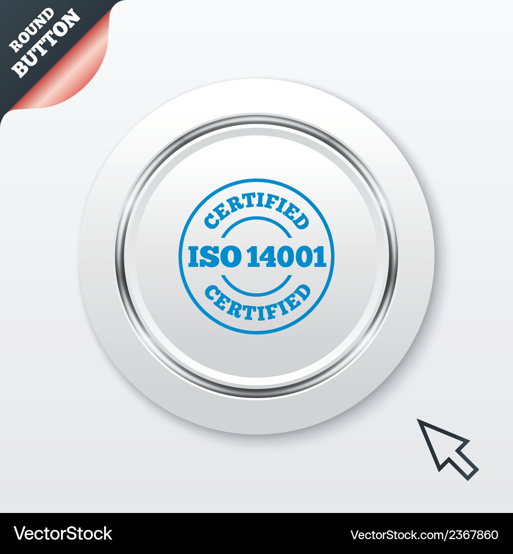 Iso 14001 certified sign certification stamp Vector Image
