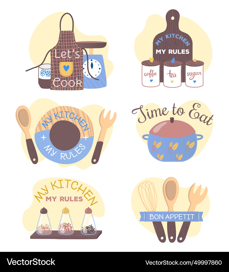 Kitchen decorative logo badge lettering emblem Vector Image