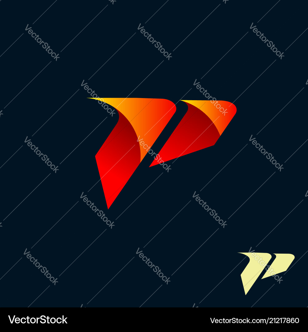 Modern letter p logo speed fast design concept Vector Image