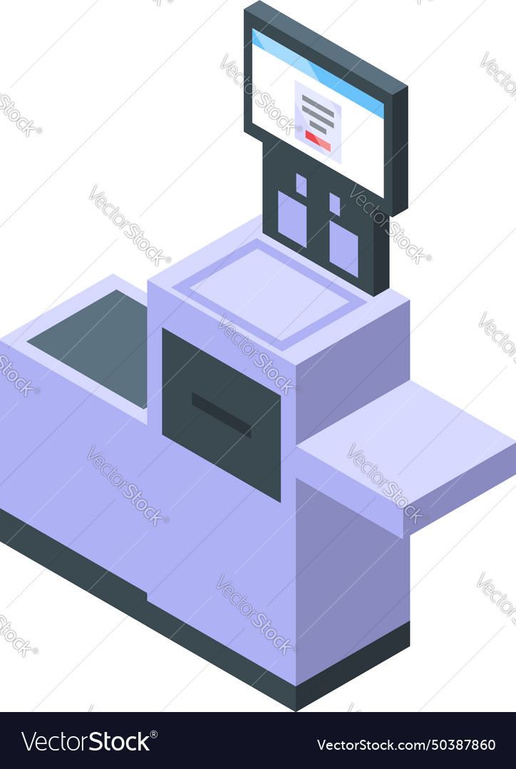 Monitor self service icon isometric Royalty Free Vector