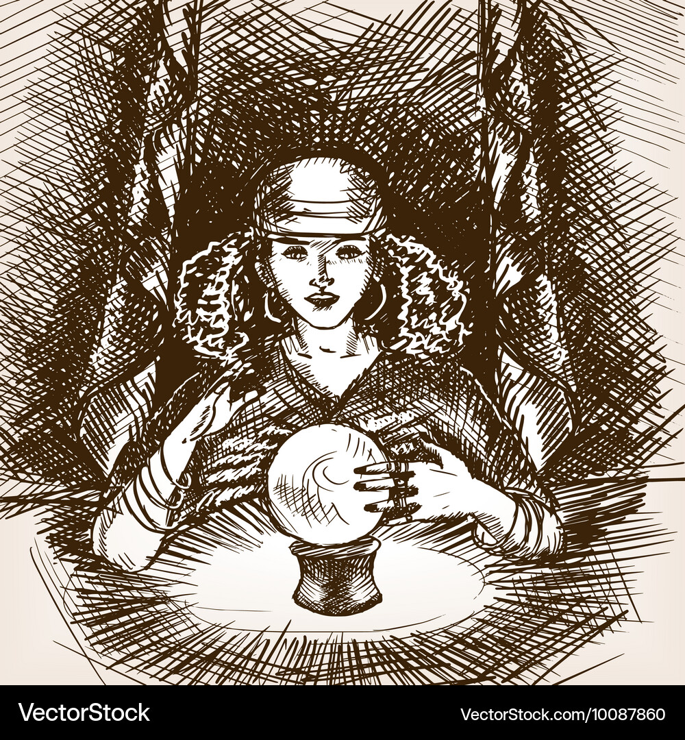 Mystic Fortune Teller Sketch Royalty Free Vector Image