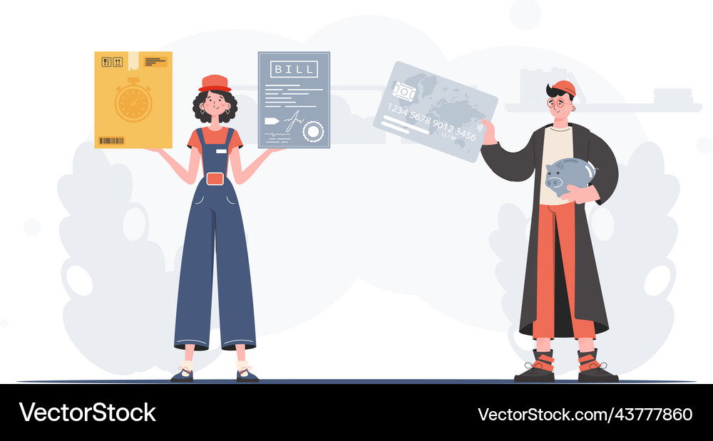 Parcel delivery concept cartoon style Royalty Free Vector