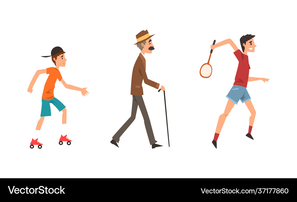 People outdoor activities set men different Vector Image