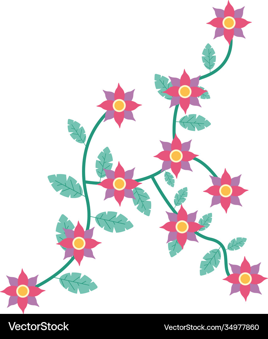Pink color flowers garden flat element Royalty Free Vector