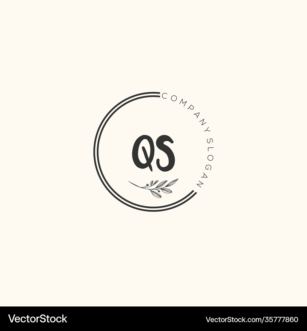 Qs beauty initial logo handwriting art Royalty Free Vector