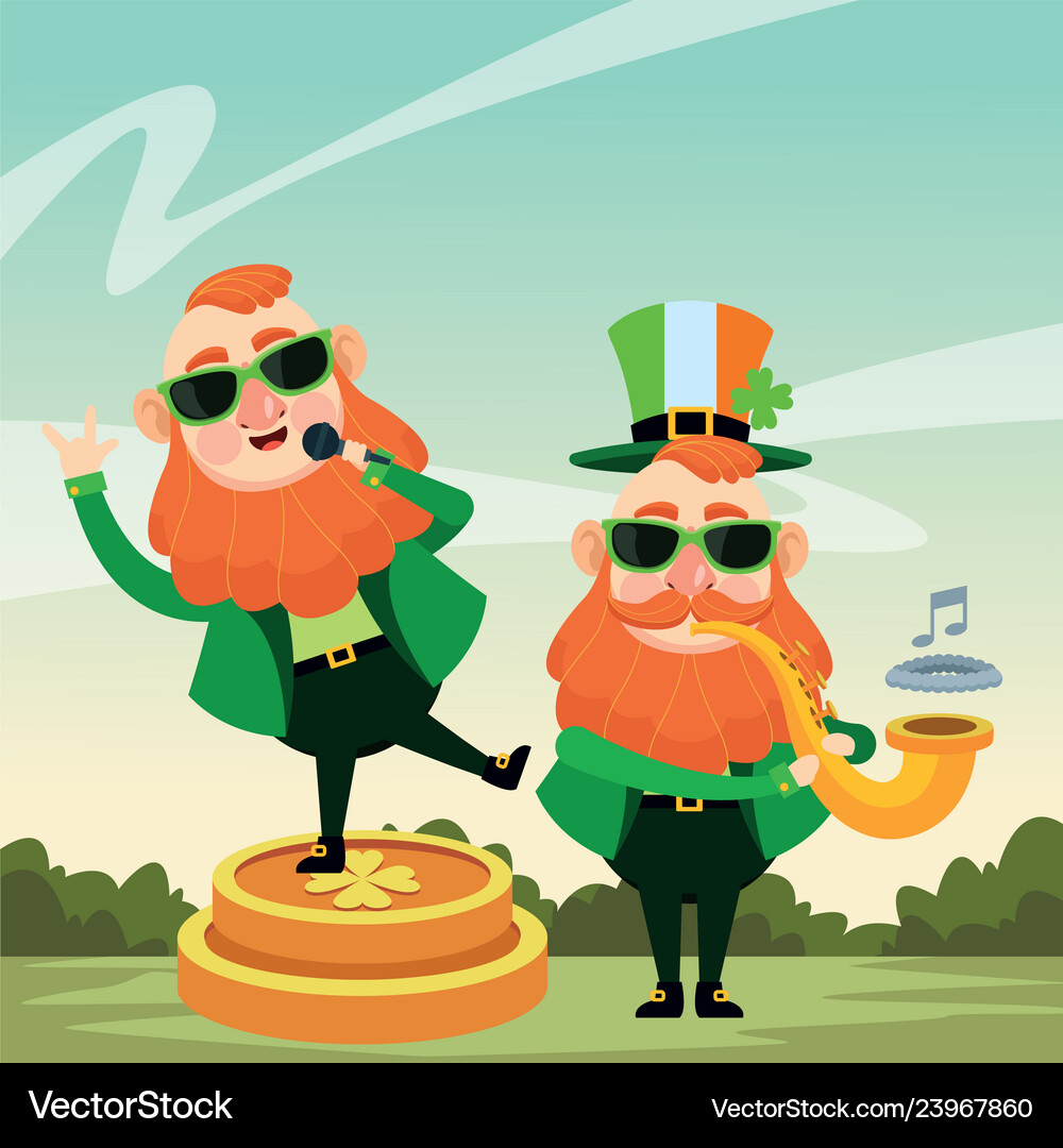 St patricks elves cartoons Royalty Free Vector Image