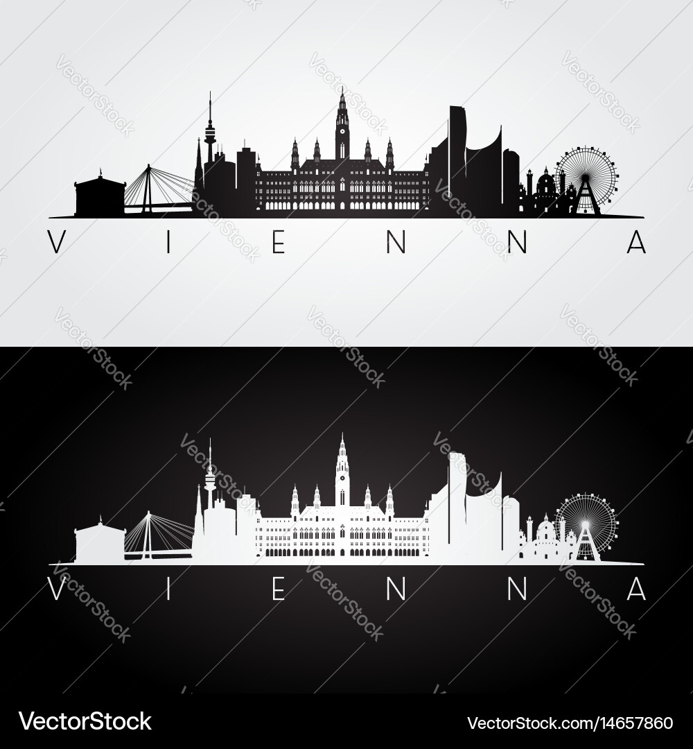 Vienna skyline and landmarks silhouette Royalty Free Vector