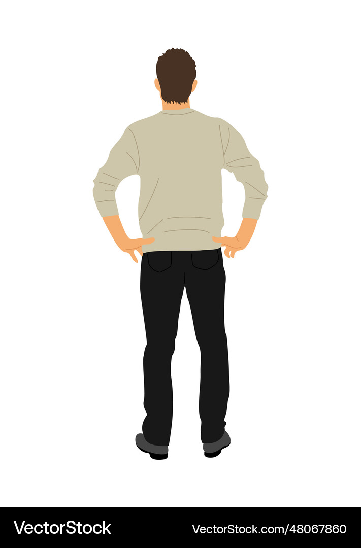 Young business man standing back view art Vector Image
