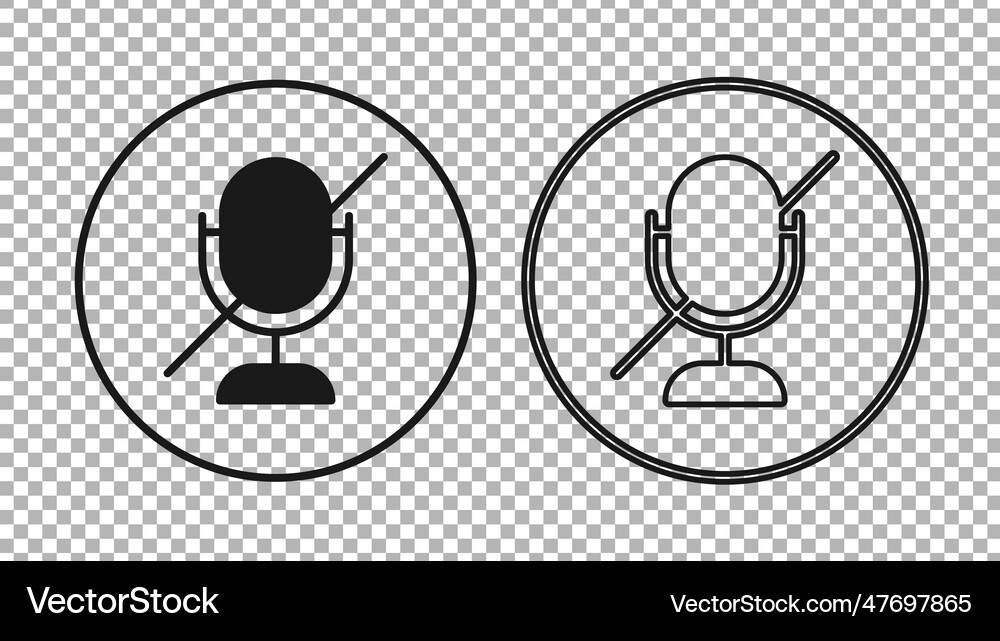 Black mute microphone icon isolated on transparent