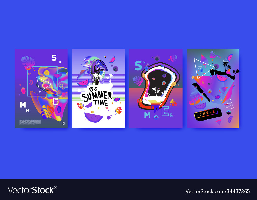 Colorful summer poster set tropical design Vector Image