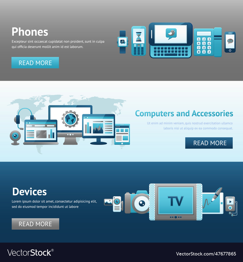 Devices design banner set Royalty Free Vector Image Devices design banner set Royalty Free Vector Image