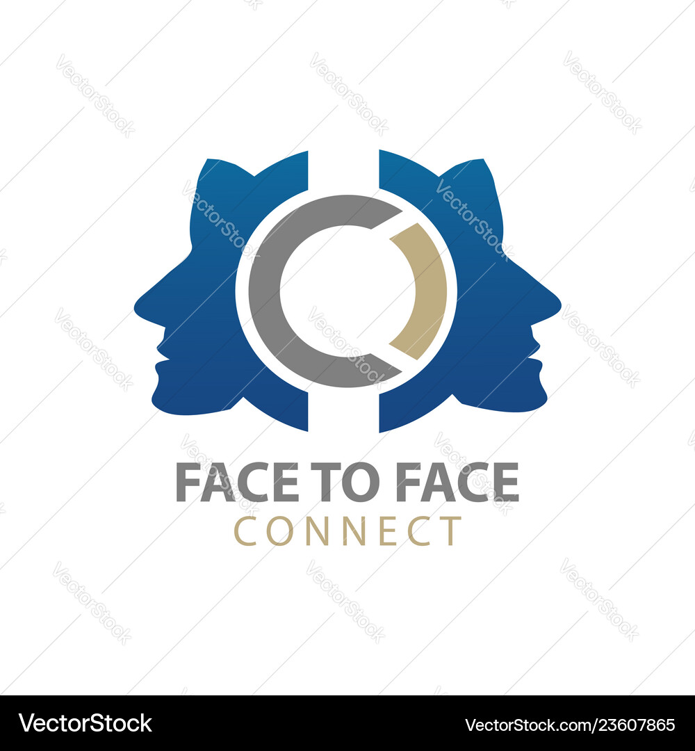 Face to human character connect logo concept Vector Image