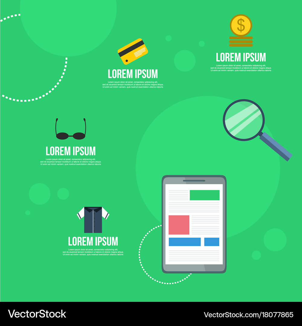 Mobile marketing style on green background Vector Image