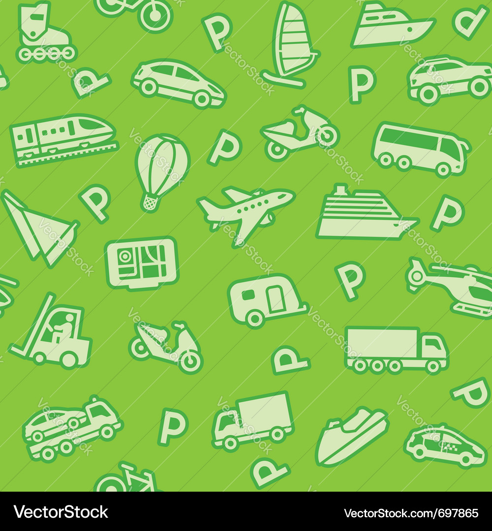 Seamless green transport icons Royalty Free Vector Image