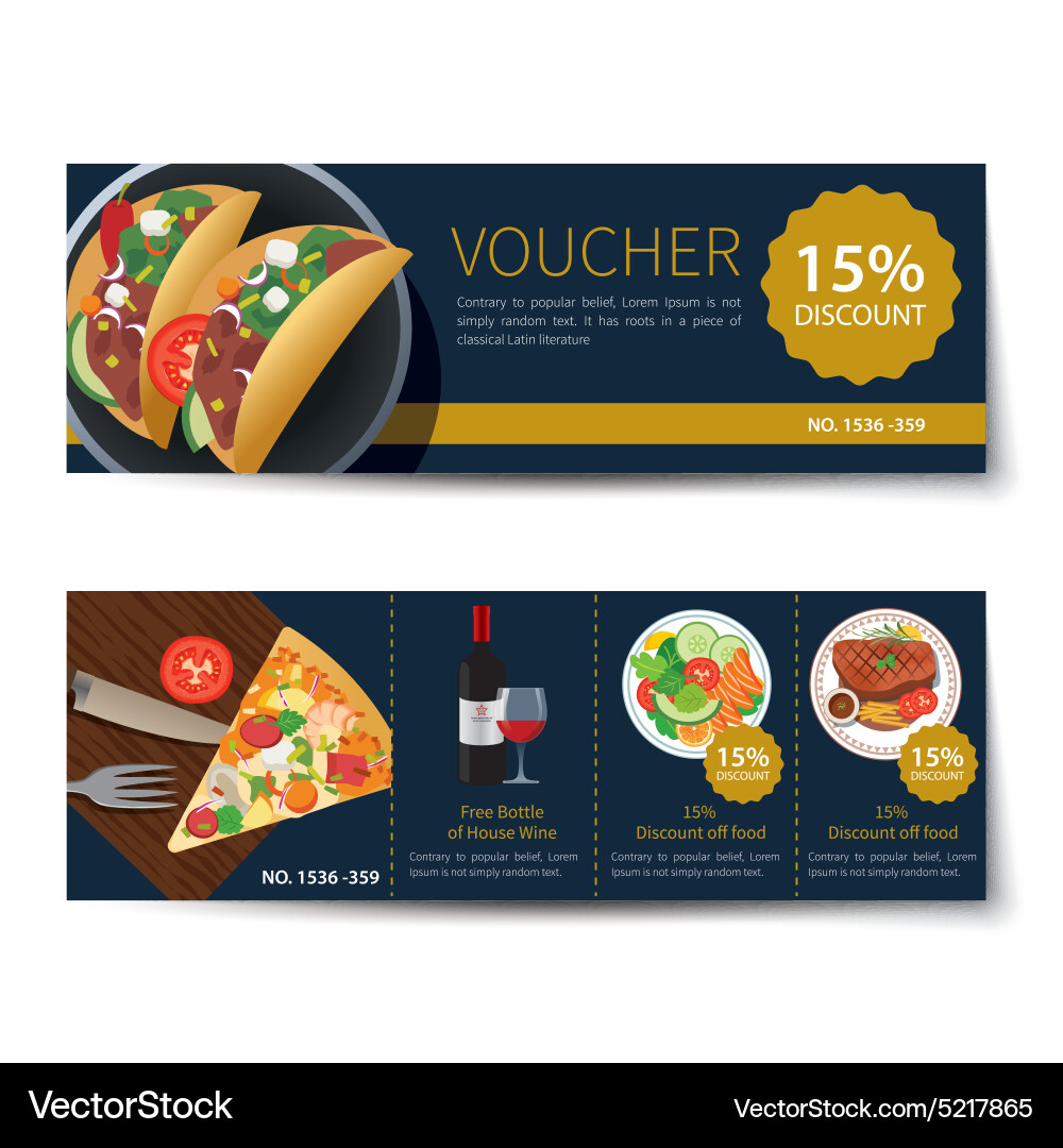 Set food voucher discount template design Vector Image