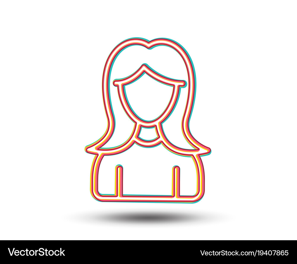 User line icon female profile sign Royalty Free Vector Image