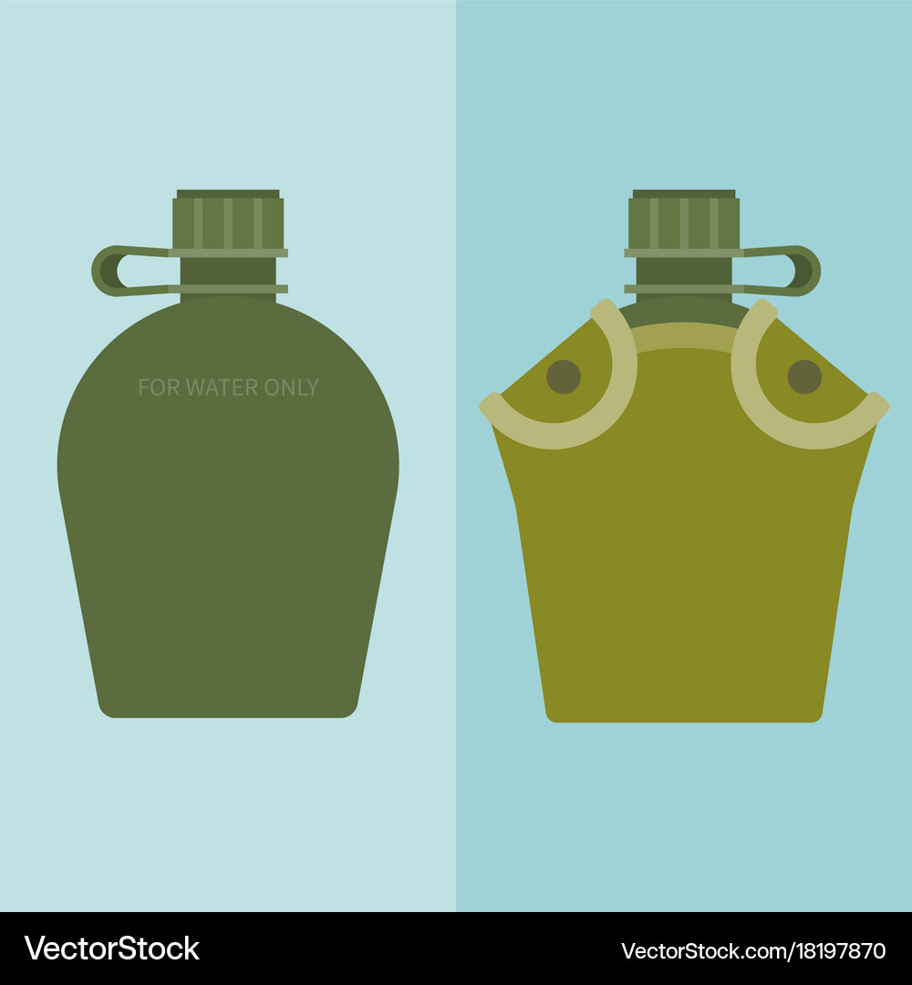 Army water canteen and case Royalty Free Vector Image