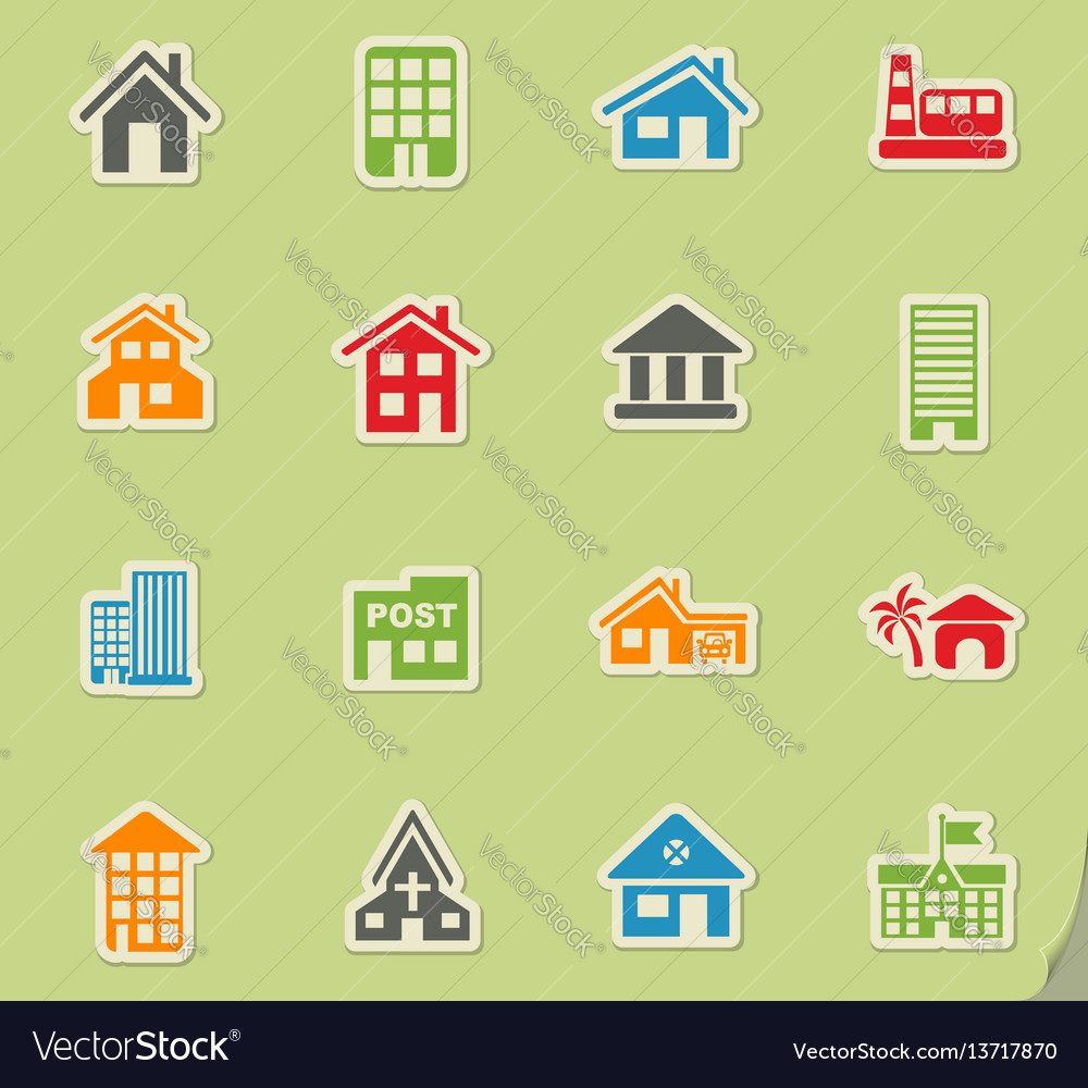 Building icon set Royalty Free Vector Image - VectorStock