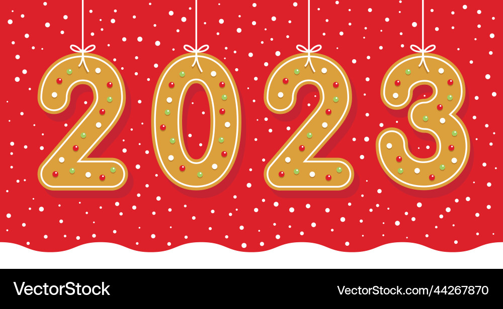 Christmas card with gingerbread numbers Royalty Free Vector