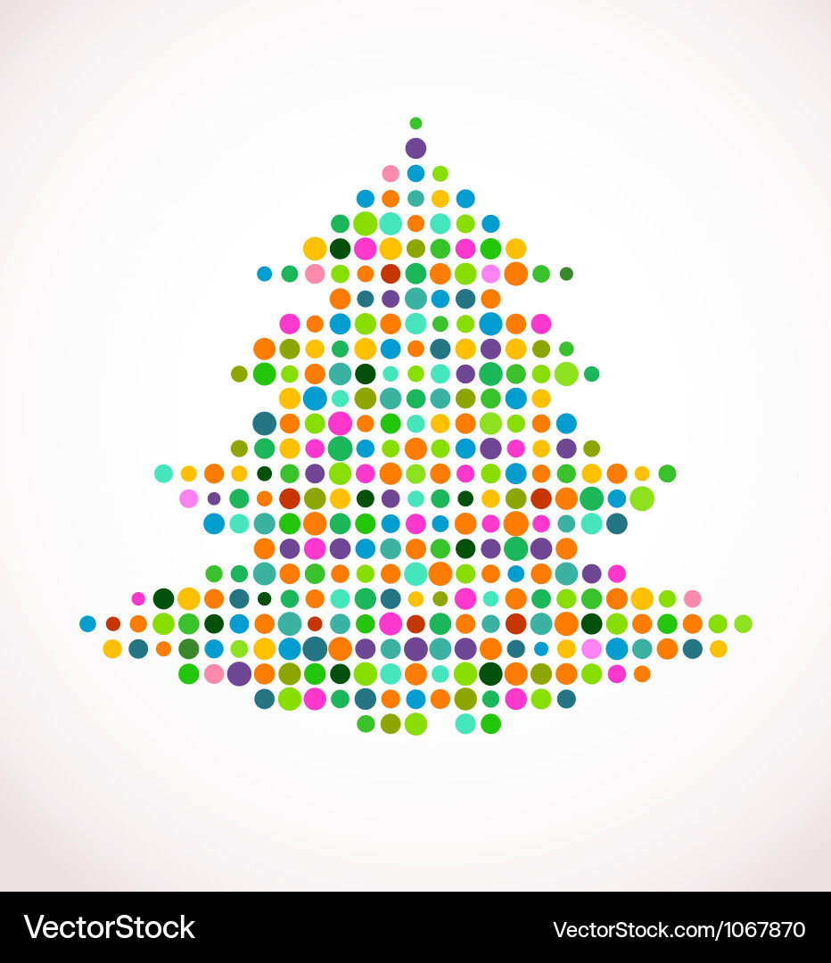 Christmas tree with abstract colorful doted Vector Image