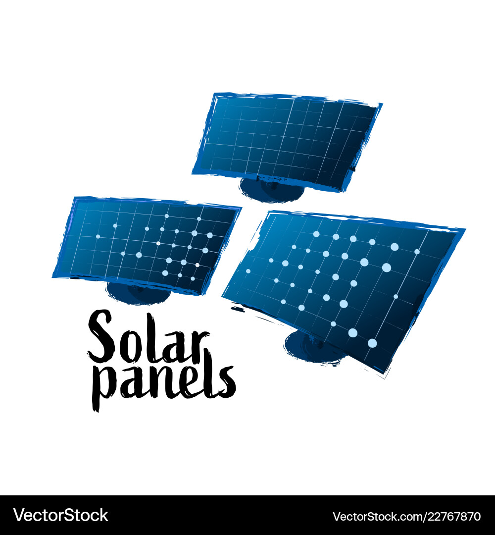Collection of solar panels drawn Royalty Free Vector Image