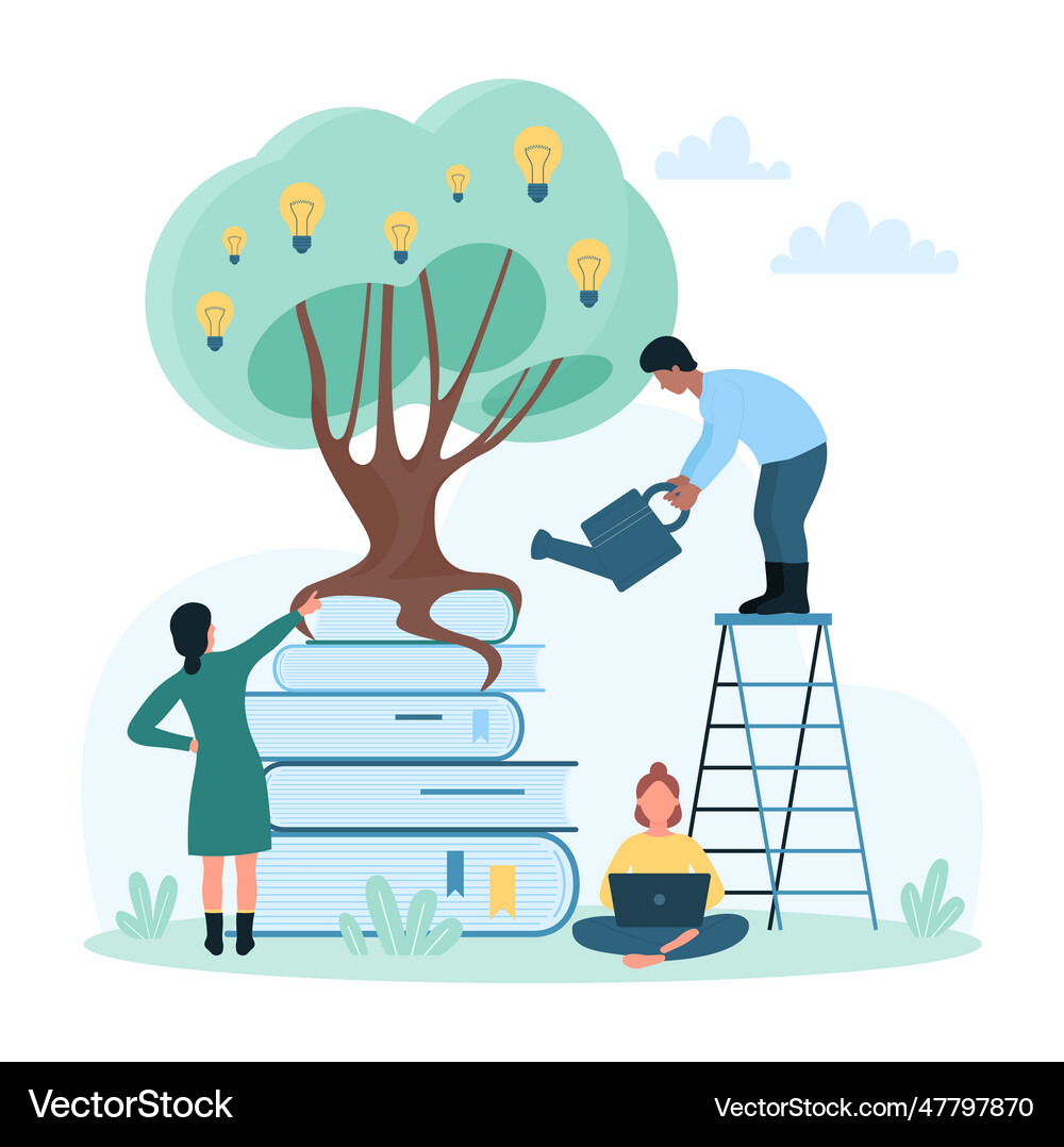 Education idea growth of tiny people Royalty Free Vector