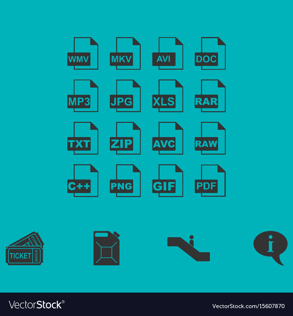 File extensions icon flat Royalty Free Vector Image