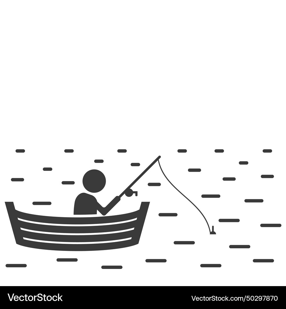 Fisherman on a boat glyph icon Royalty Free Vector Image