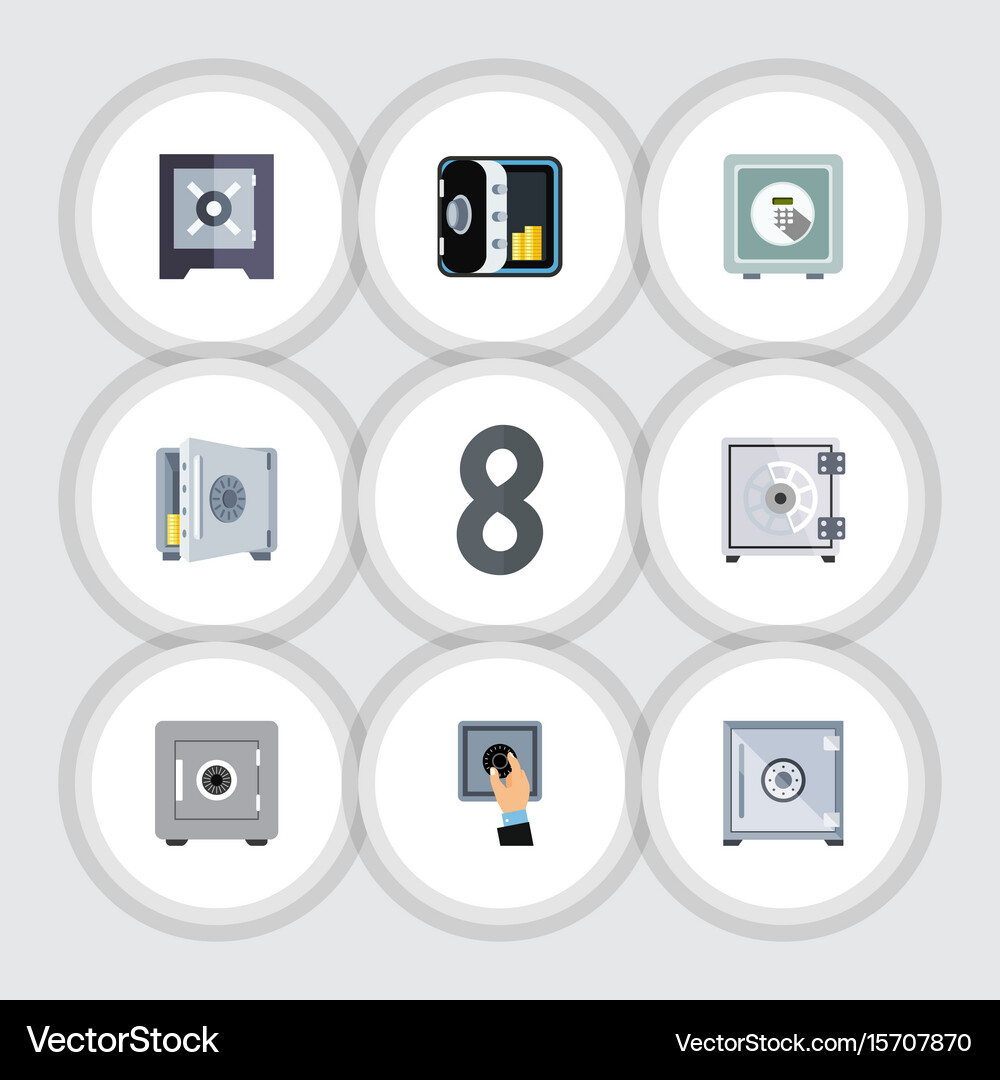 Flat icon safe set of protection security Vector Image