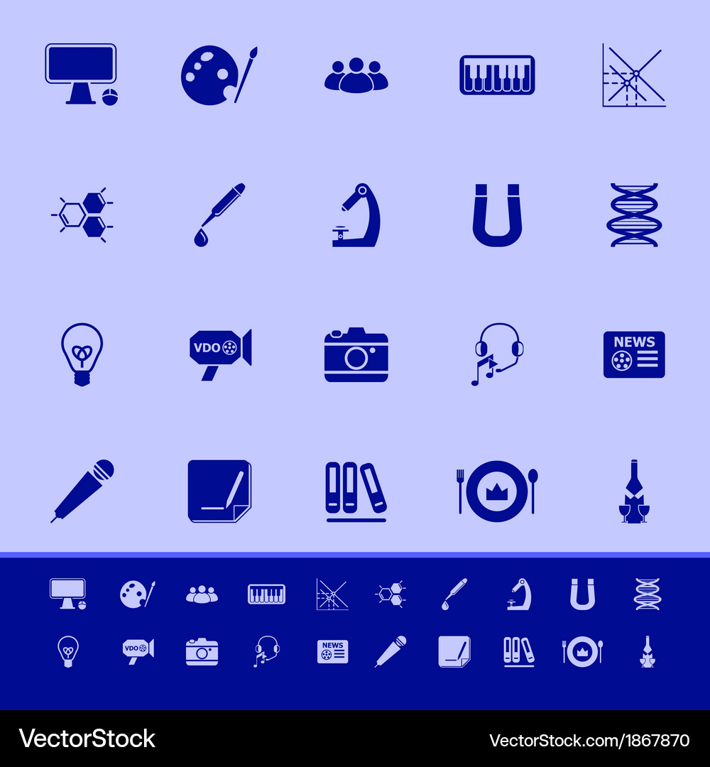 General learning color icons on blue background Vector Image