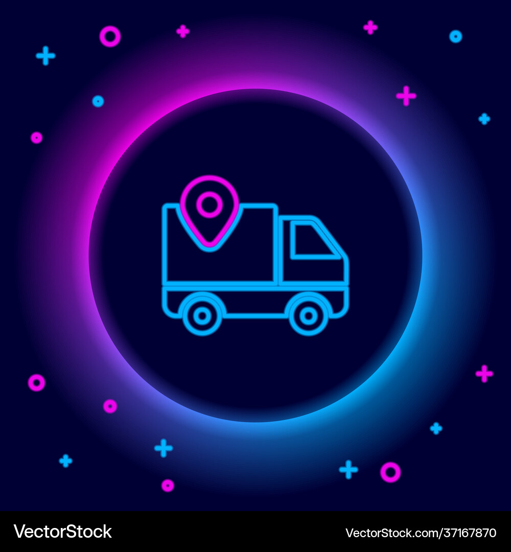 Glowing neon line delivery tracking icon isolated Vector Image