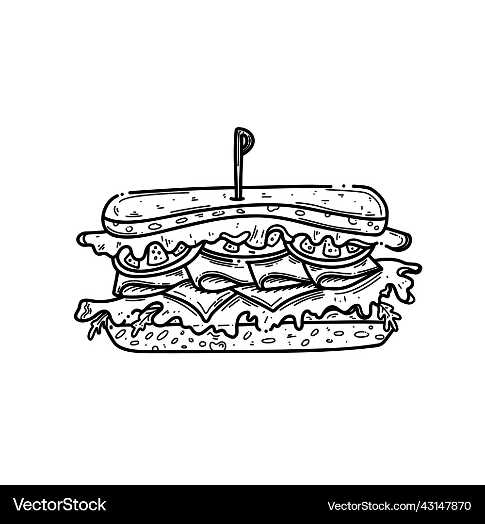 Hand drawn sandwich sketch sandwich Royalty Free Vector