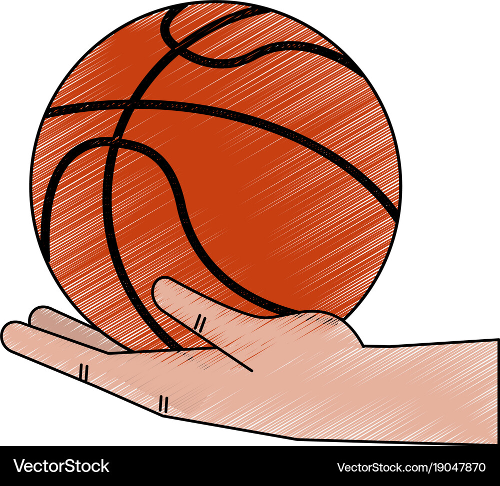 Hand holding basketball ball Royalty Free Vector Image