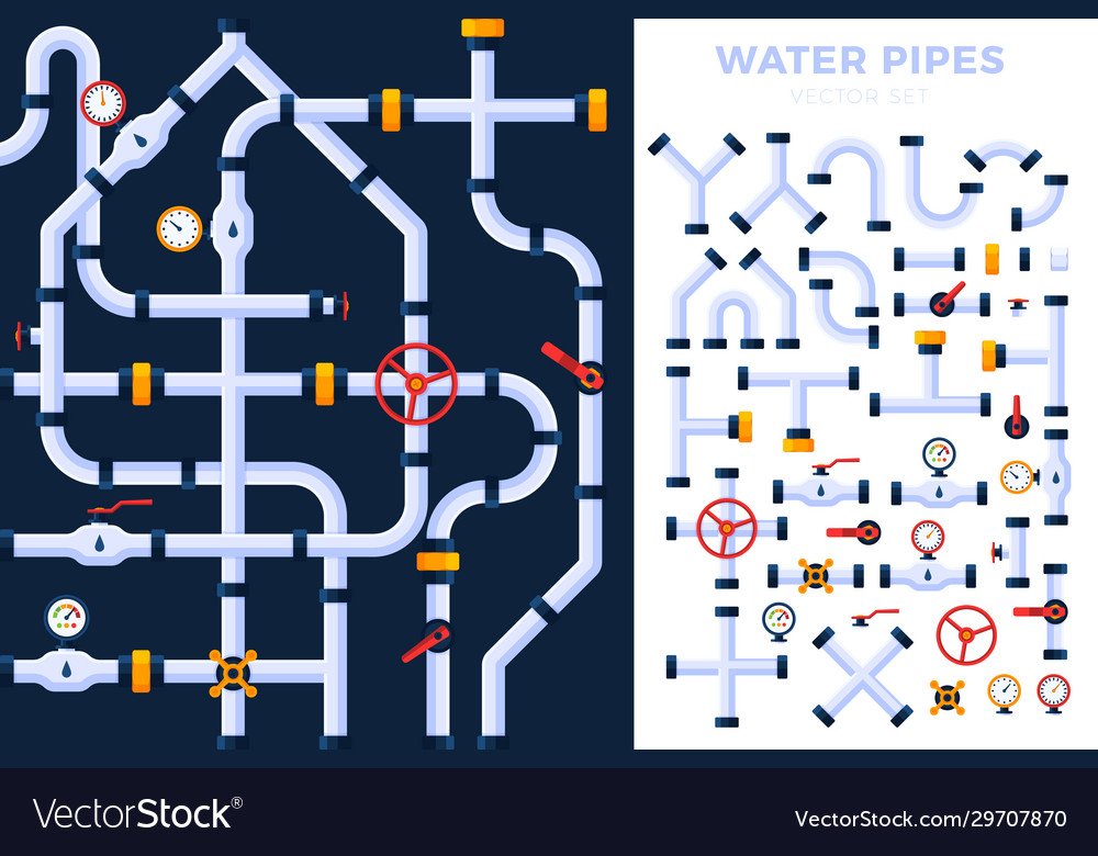 Industrial Pipe Systems Flat Pattern Royalty Free Vector