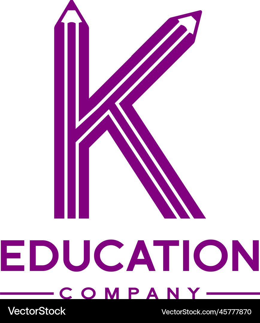 K letter formed by pencil logo template design Vector Image