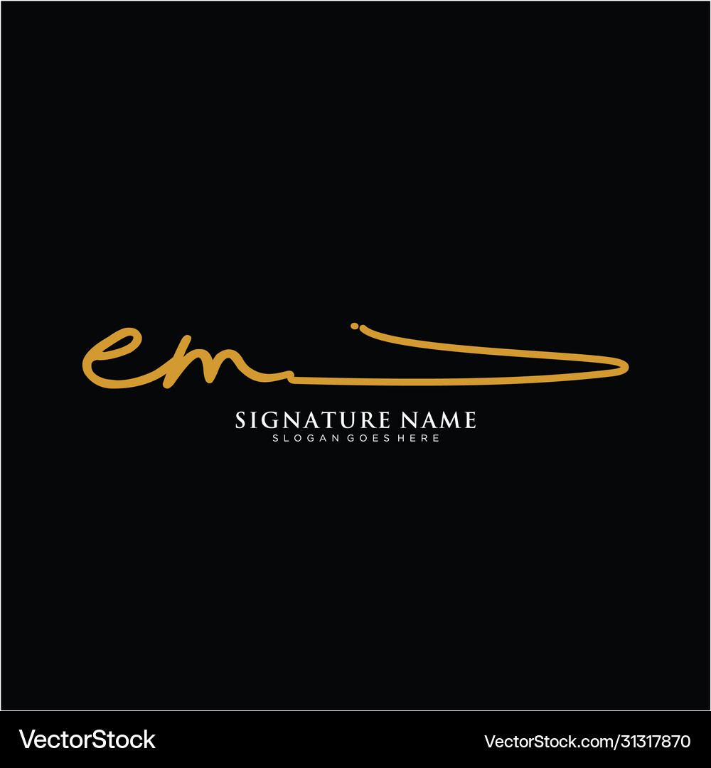 Letter em signature logo template Royalty Free Vector Image