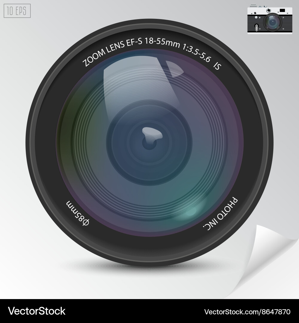 Realistic camera photo lens with shadows Vector Image