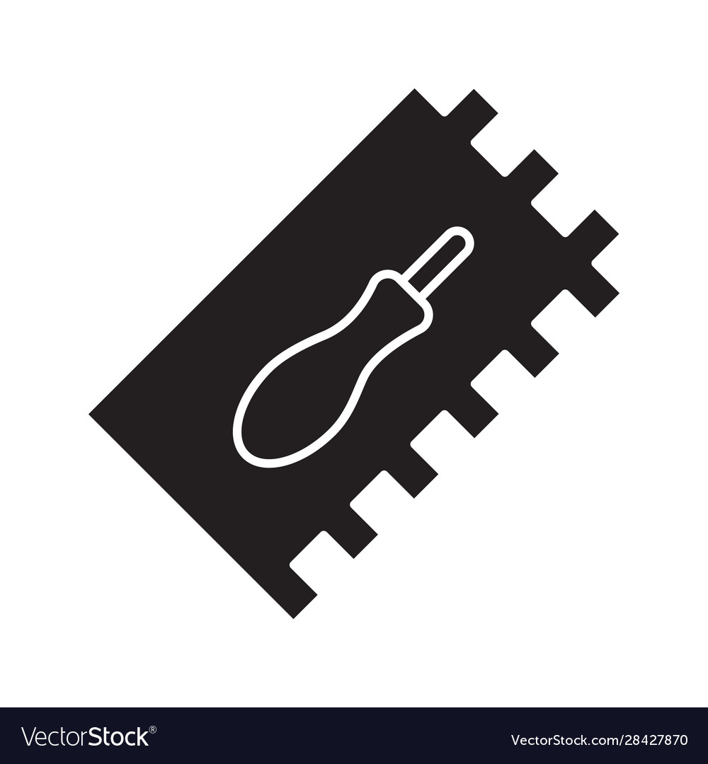 Rectangular notched trowel glyph icon Royalty Free Vector Rectangular notched trowel glyph icon Royalty Free Vector