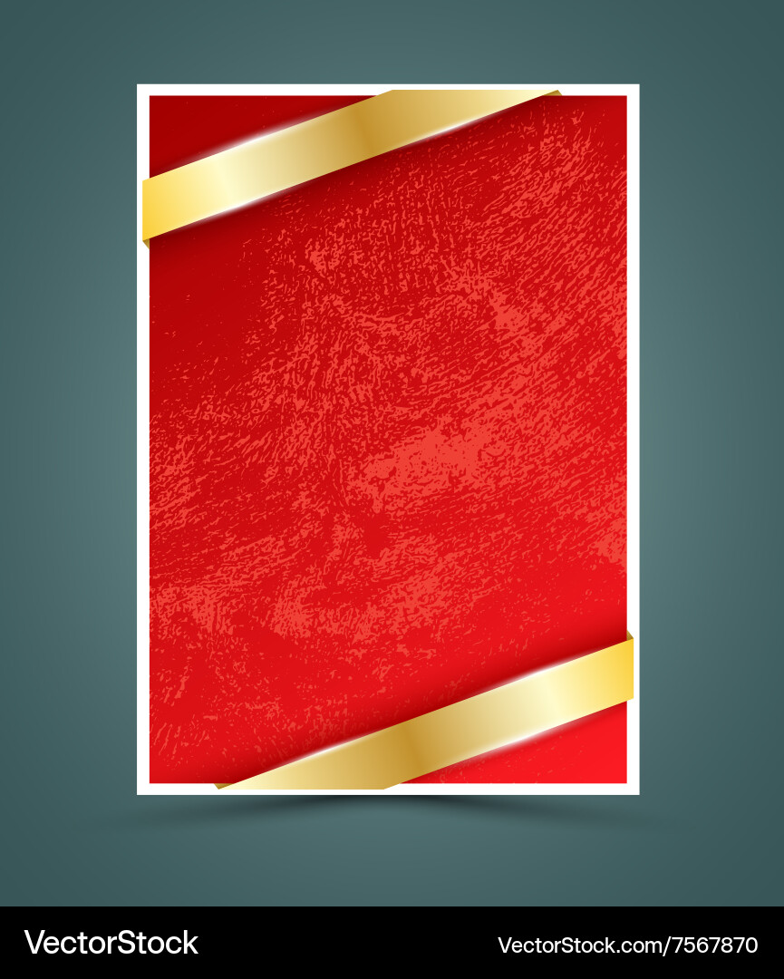 Red paper with gold ribbon Royalty Free Vector Image