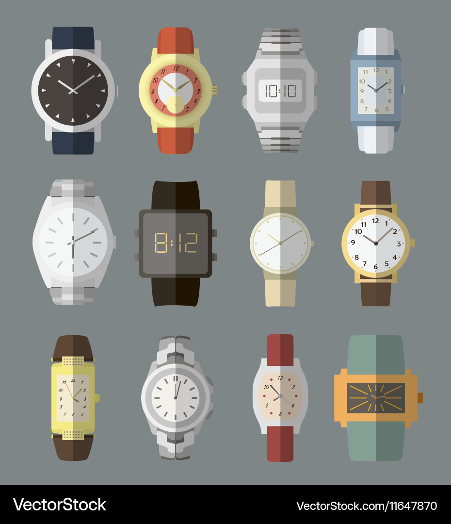 Set of watches Royalty Free Vector Image - VectorStock