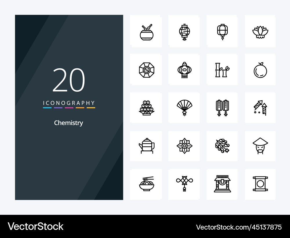 20 chemistry outline icon for presentation Vector Image