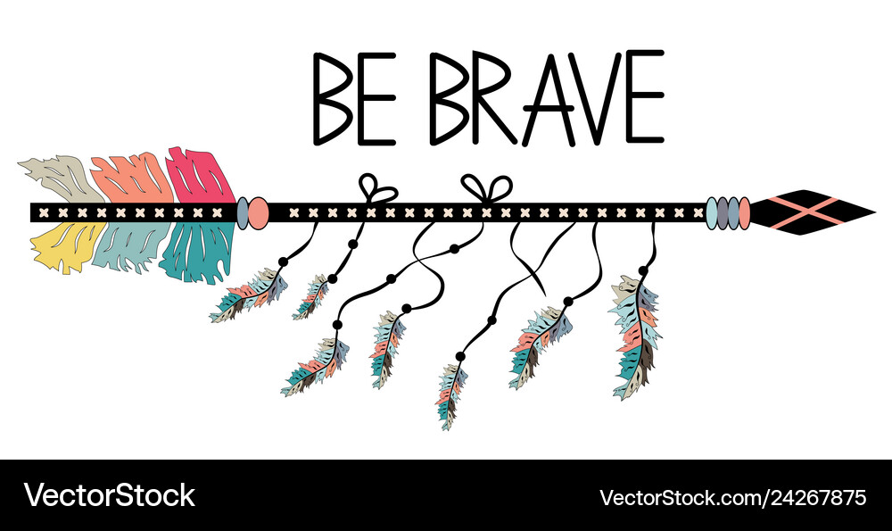 Be brave inspirational quote modern calligraphy Vector Image