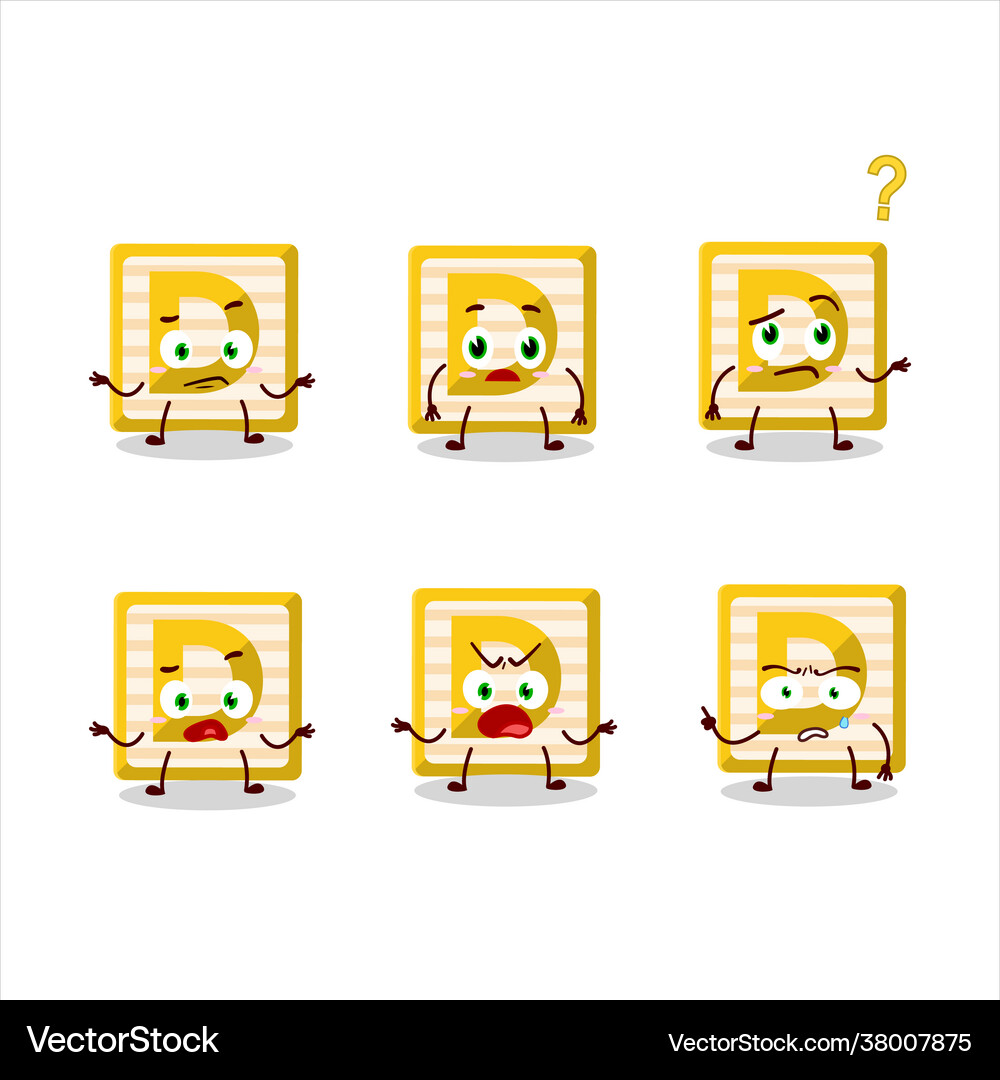 Cartoon character toy block d with what expression