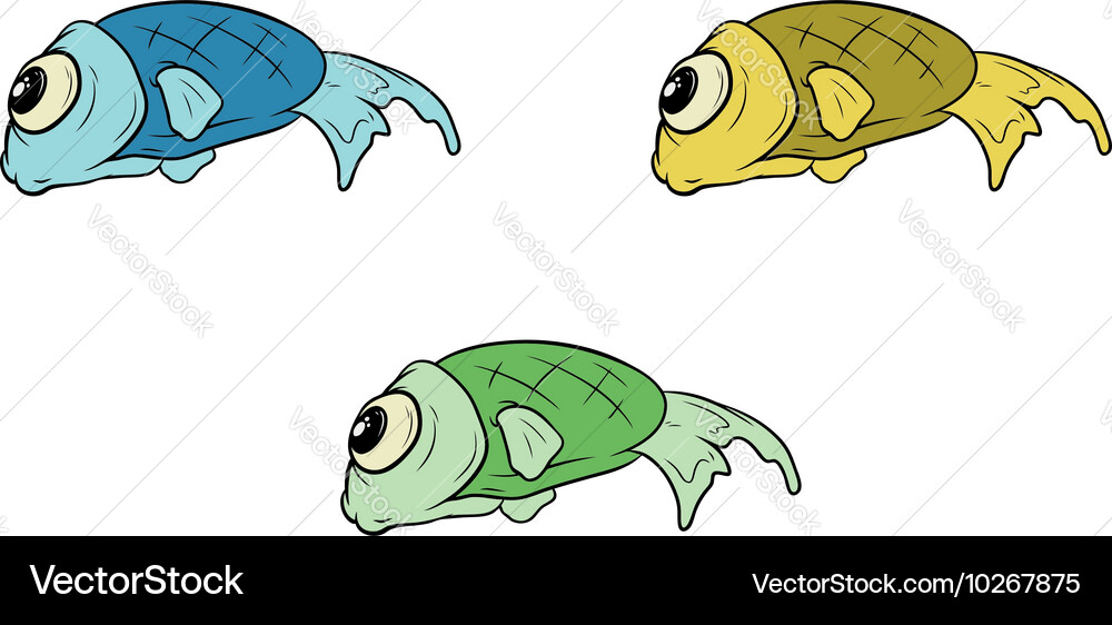 Cartoon set of different fish Royalty Free Vector Image