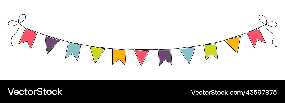 Continuous line drawing of garland Royalty Free Vector Image