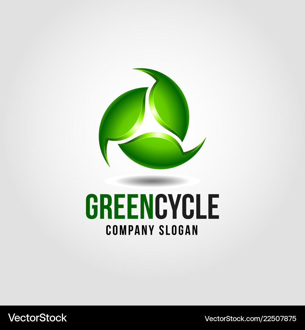 Green cycle - nature leaf with 3d style logo Vector Image